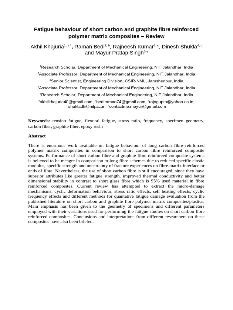 Fatigue Behavior of Short Fiber Composites | PDF