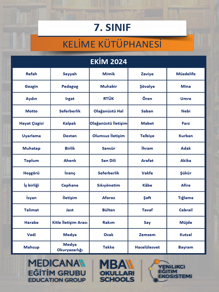 Sınıf MBA Kelime Kütüphanesi 2024 Ekim | PDF