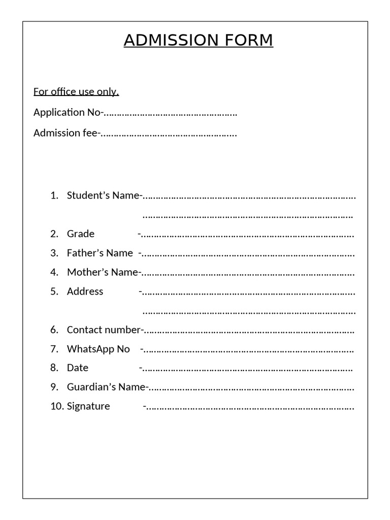 Admission Form | PDF