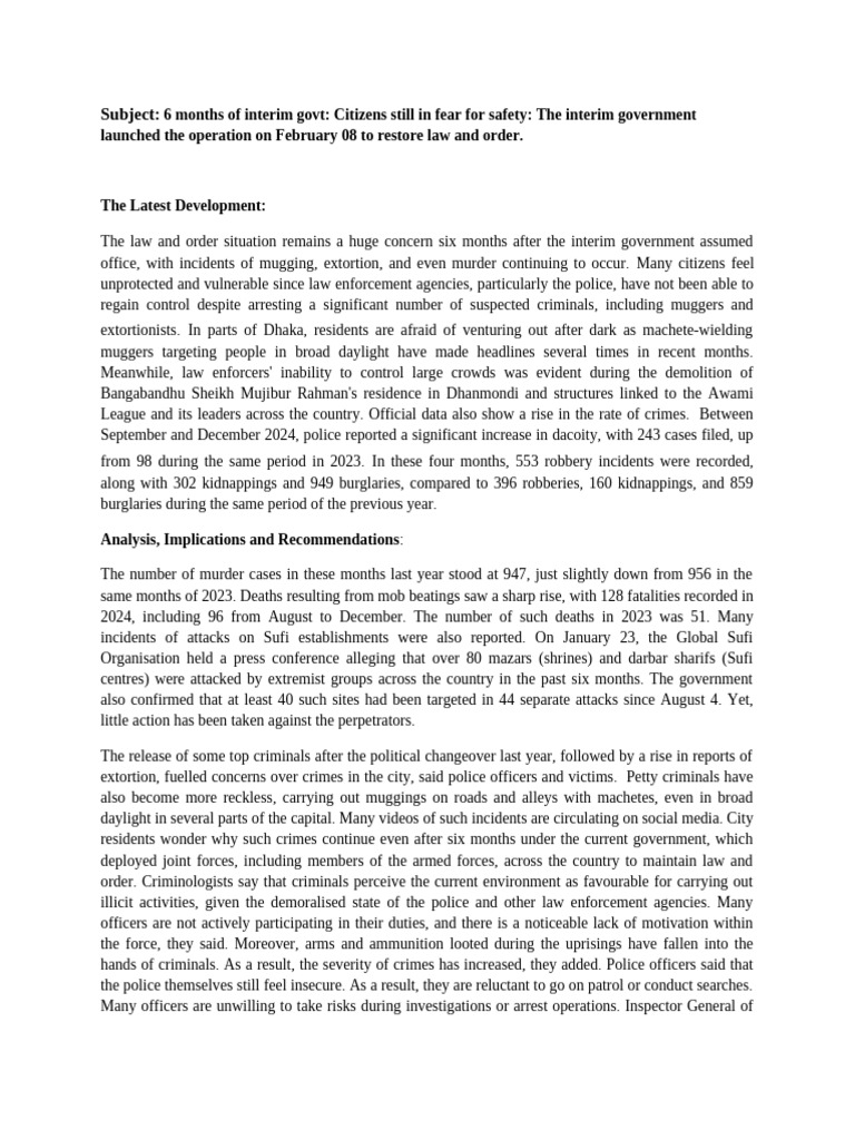 Law and Order Situation in Bangladesh | PDF | Criminal Law | Law ...