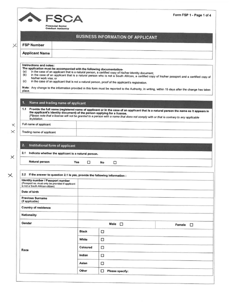 FSCA Application Forms Batch 1 | PDF