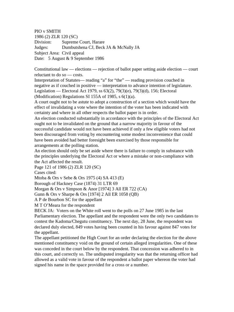 PIO V SMITH | PDF | Voting | Elections