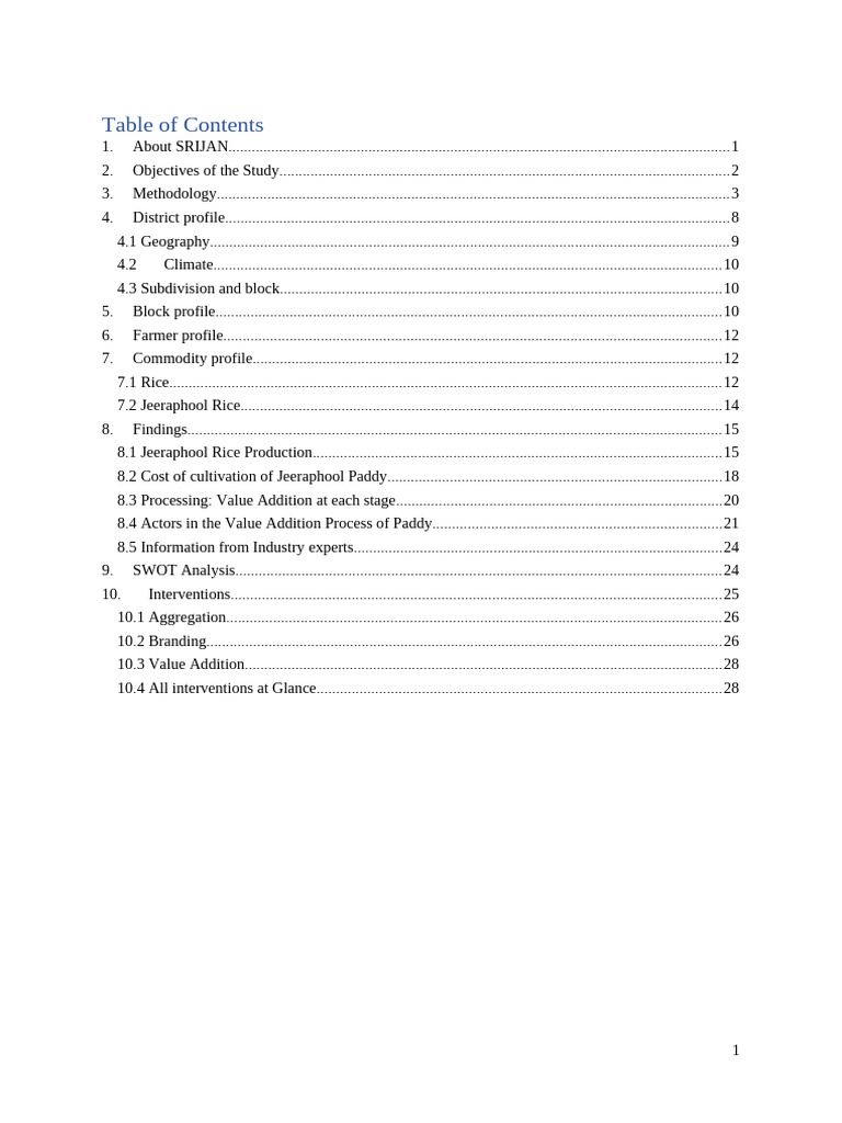Draft Report - Jeeraphool Rice | PDF | Rice | Paddy Field