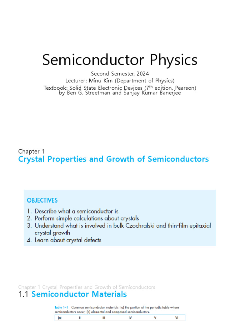 Semiconductor+Physics Chapter 1 For Upload | PDF | Crystal Structure | Semiconductors