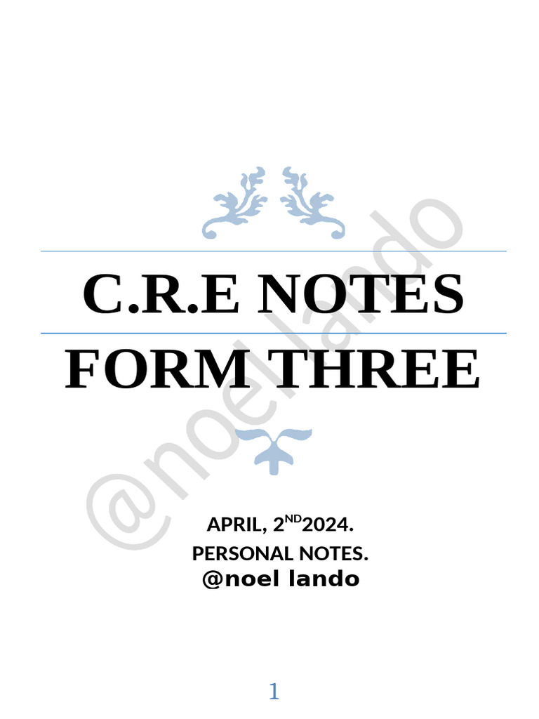 C.R.E. Form 3: Key Teachings and Insights | PDF | Spiritual Gift | Jesus
