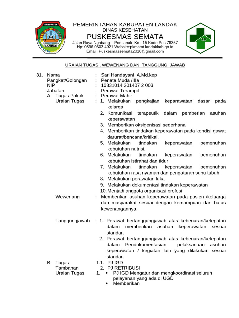 CONTOH URAIAN TUGAS | PDF