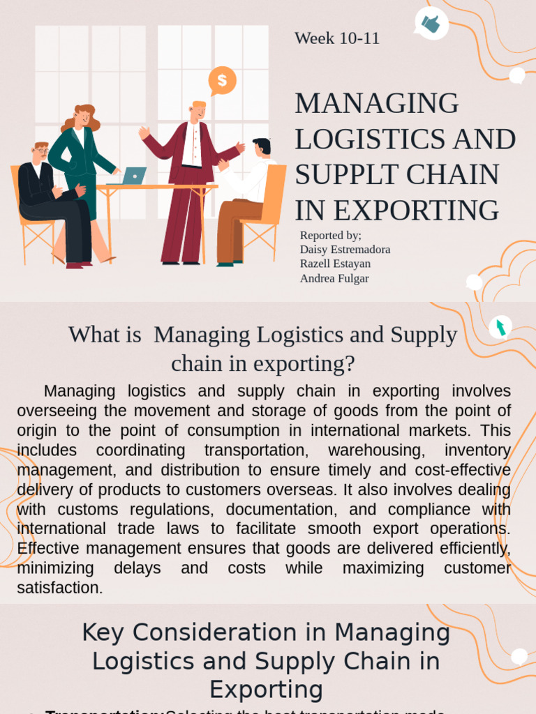 Managing Logistics and Supply Chain in Exporting 1 | PDF | Logistics | Supply Chain Management