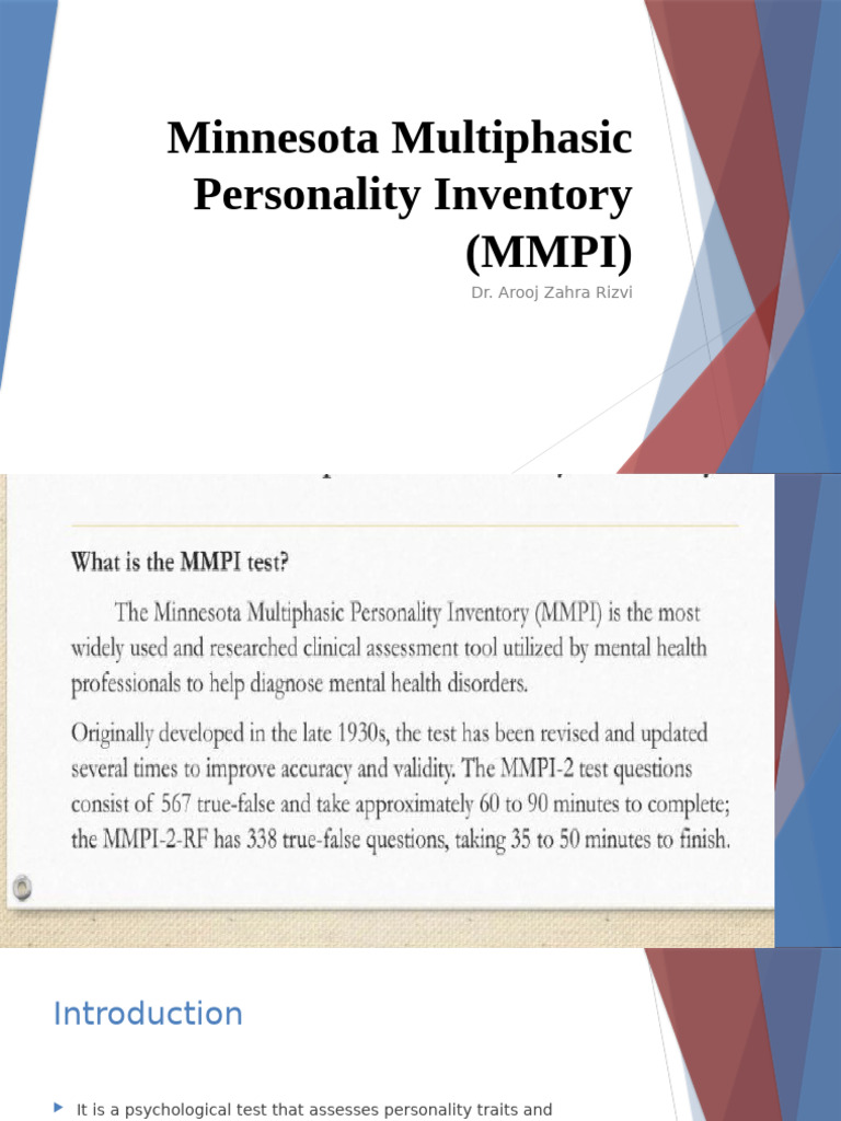 Minnesota Multiphasic Personality Inventory Overview | PDF