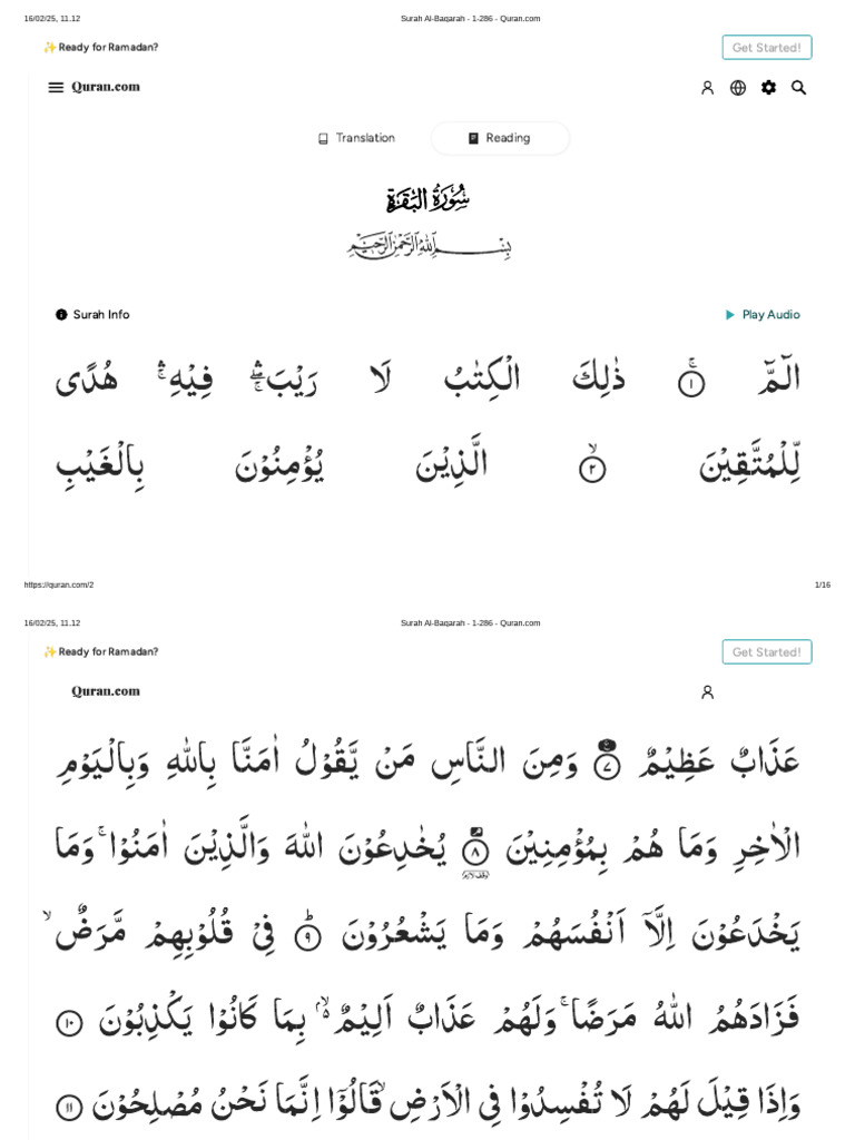 Surah Al-Baqarah - 1-286 | PDF
