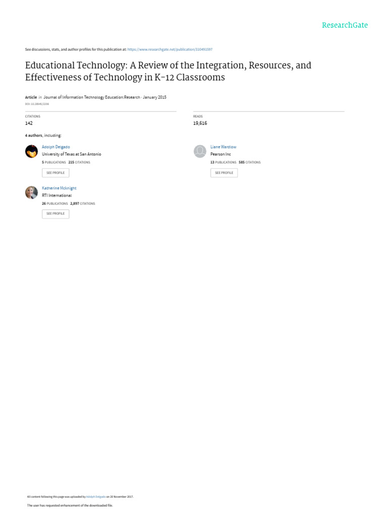 Educational Technology A Review of The Integration | PDF | Educational ...