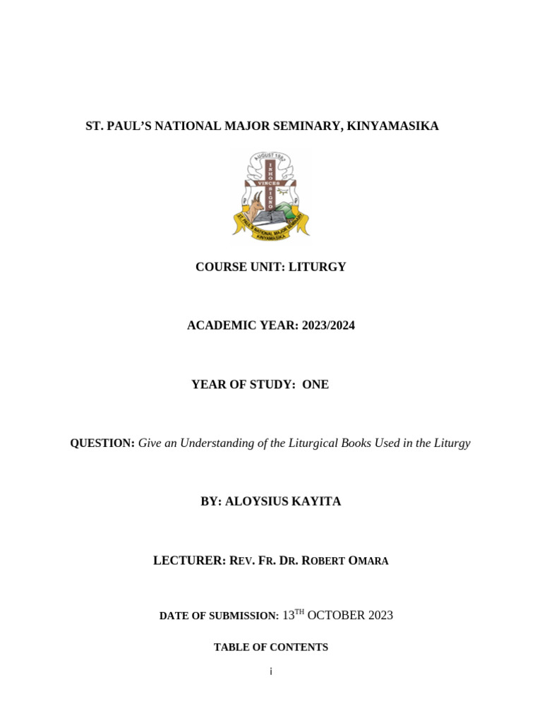Understanding Liturgical Books in Liturgy | PDF | Lectionary | Mass ...