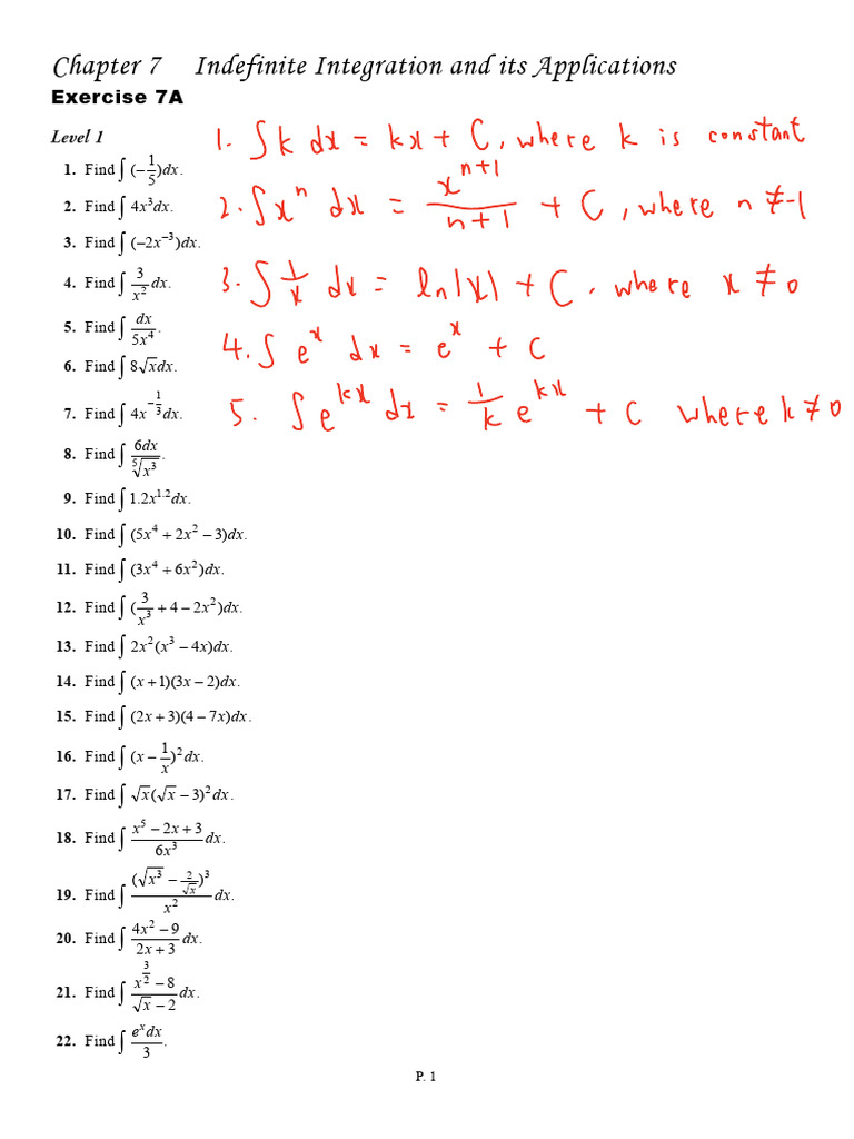 Chp7 Indefinite Integration and Its Applications | PDF | Tangent | Slope