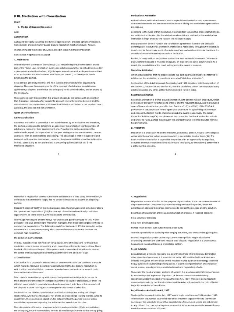 Paper III Mediation With Conciliation | PDF | Alternative Dispute Resolution | Mediation