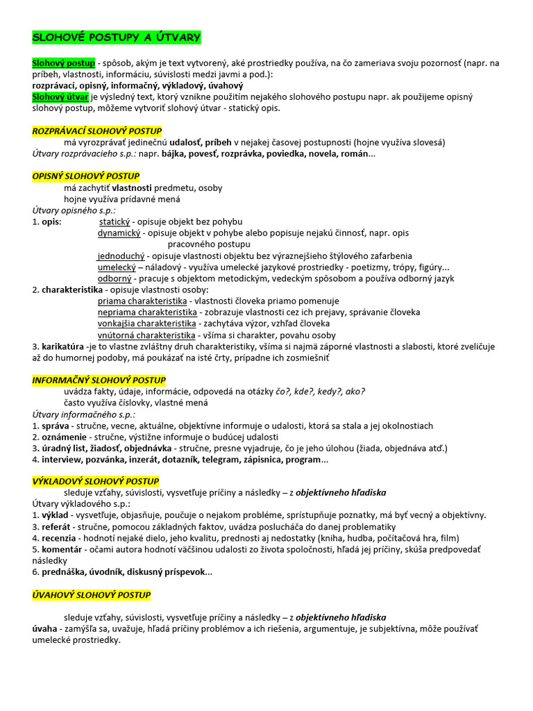 SLOH - Maturitné Útvary | PDF