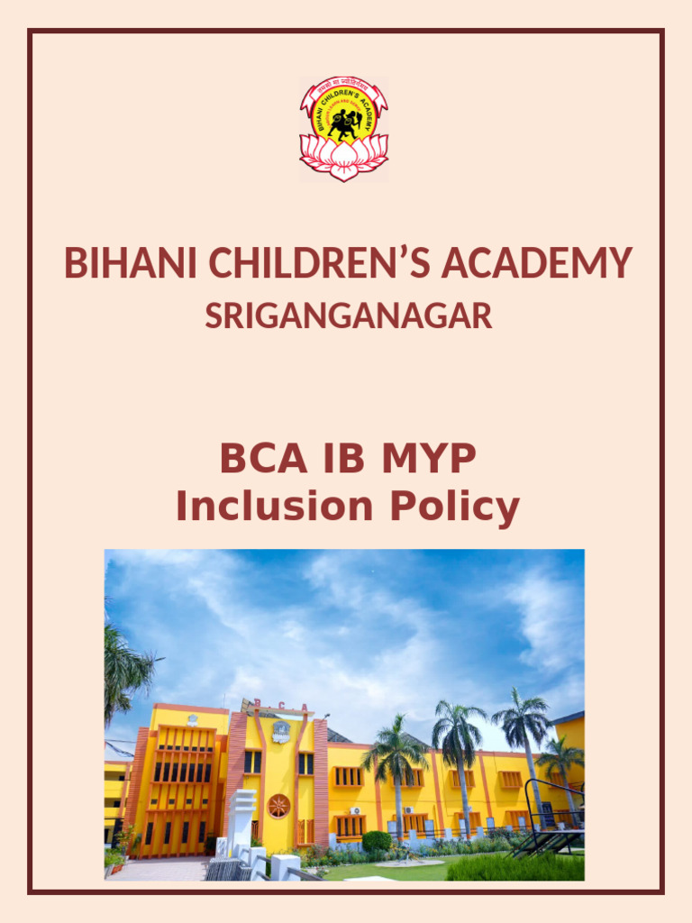 BCA IB MYP Inclusion Policy Overview | PDF | Teachers | Differentiated ...