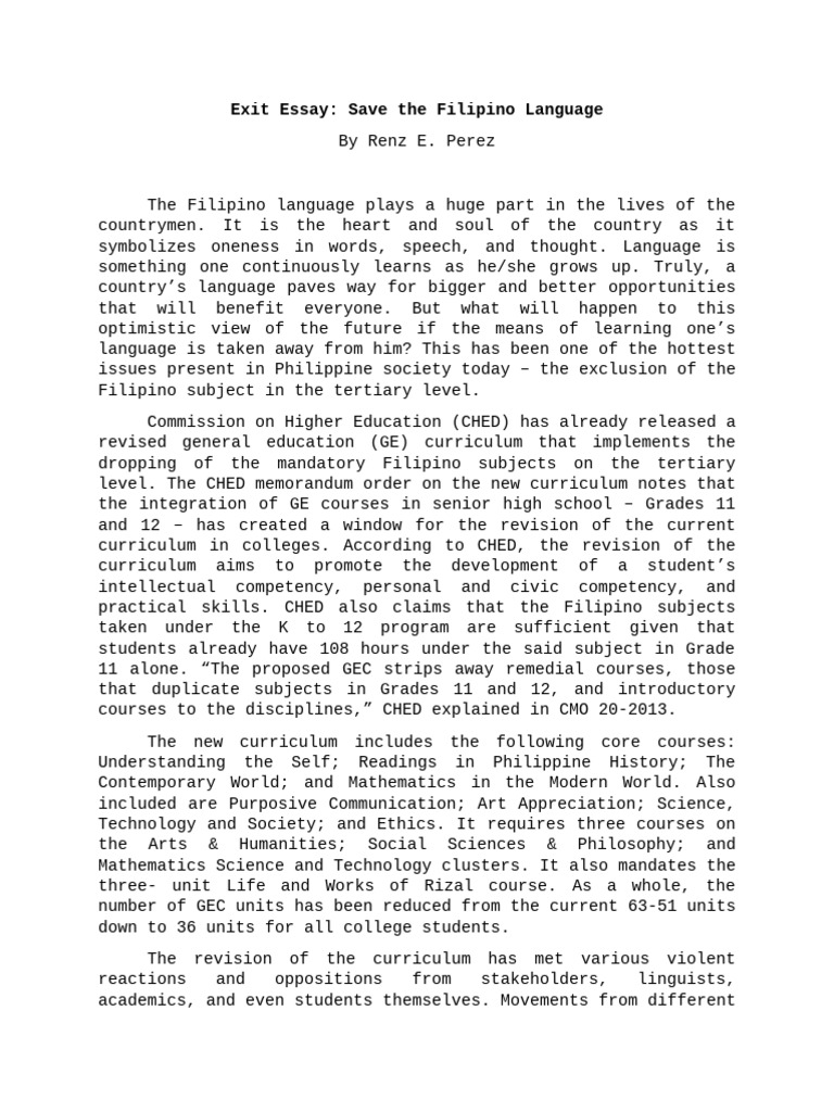Save the Filipino Language Now | PDF | Curriculum