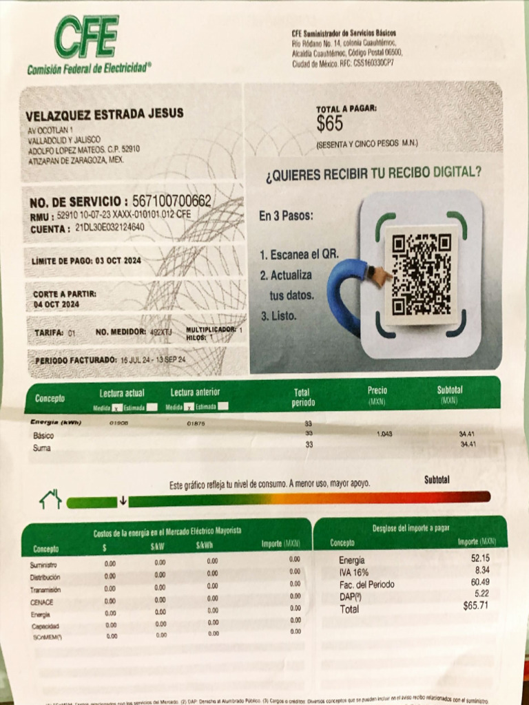 Comprobante Cfe | PDF