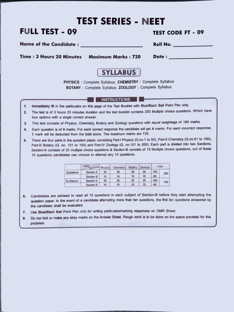 Full Test 09 " | PDF