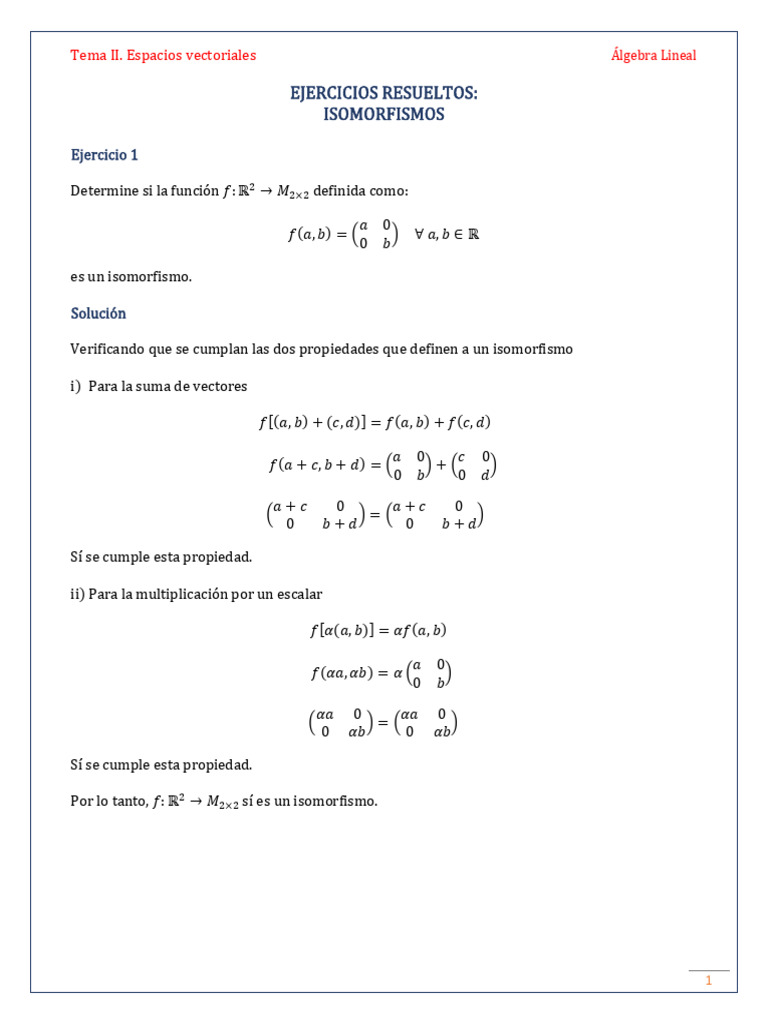 Ejercicios Resueltos de Isomorfismo | PDF | Mapa lineal | Espacio vectorial