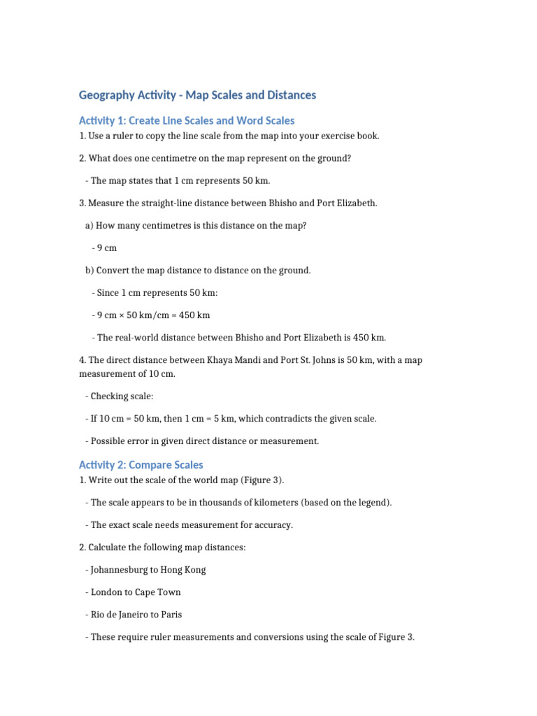 Geography Map Scale Activity | PDF