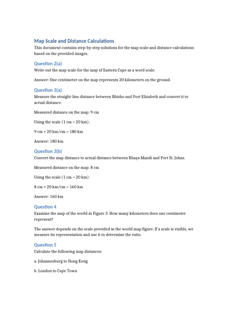 Map Scale Calculations | PDF