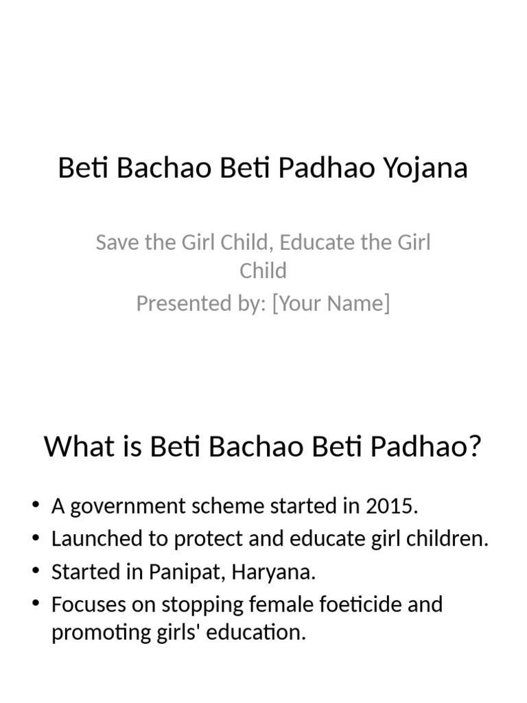 Beti Bachao Beti Padhao Overview | PDF