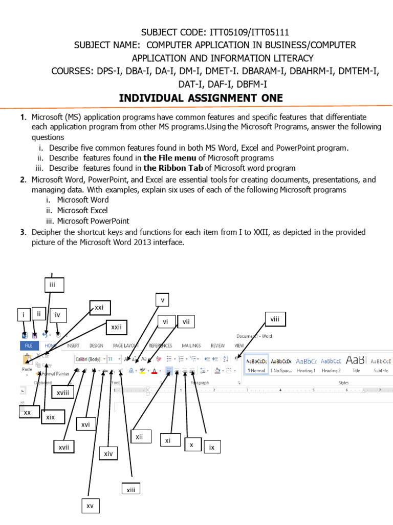 Individual Assignment 1 Word, Excel and | PDF | Microsoft Excel ...