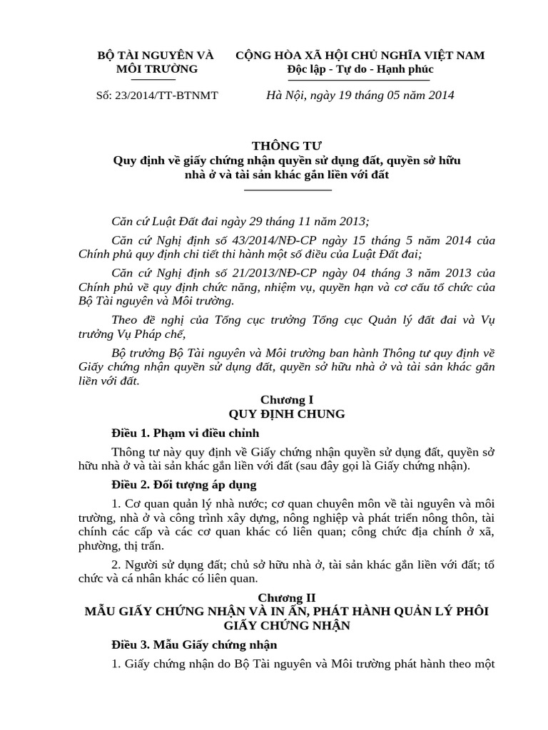 23.2014.TT - Btnmt.quy Dinh Nguon Goc Dat | PDF