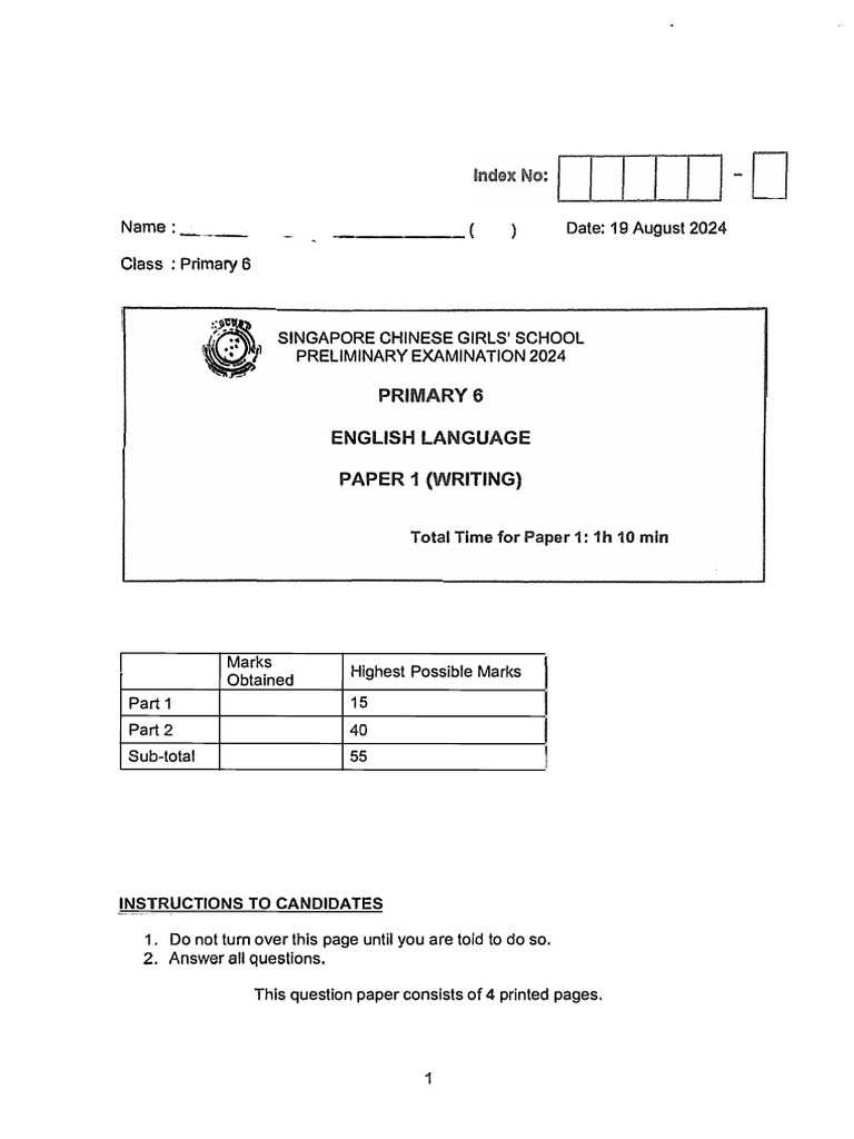 2024-P6-English-Prelim Exam-SCGS | PDF