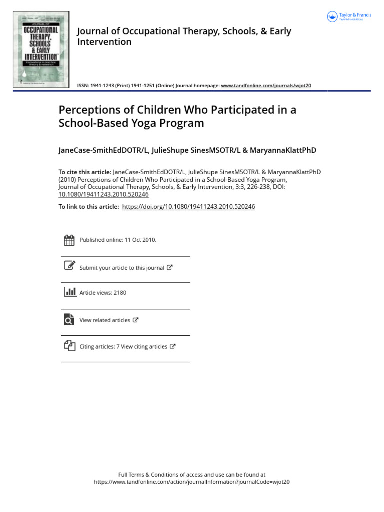 Perceptions of Children Who Participated in A School-Based Yoga Program ...