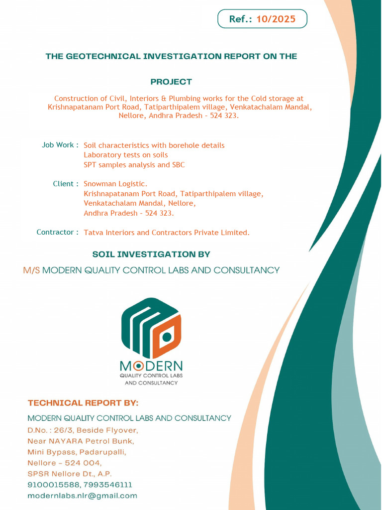 Soil Testing Report for Cold Storage | PDF | Earth Sciences ...