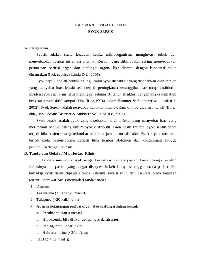 Panduan Lengkap Syok Sepsis dan Penatalaksanaannya | PDF