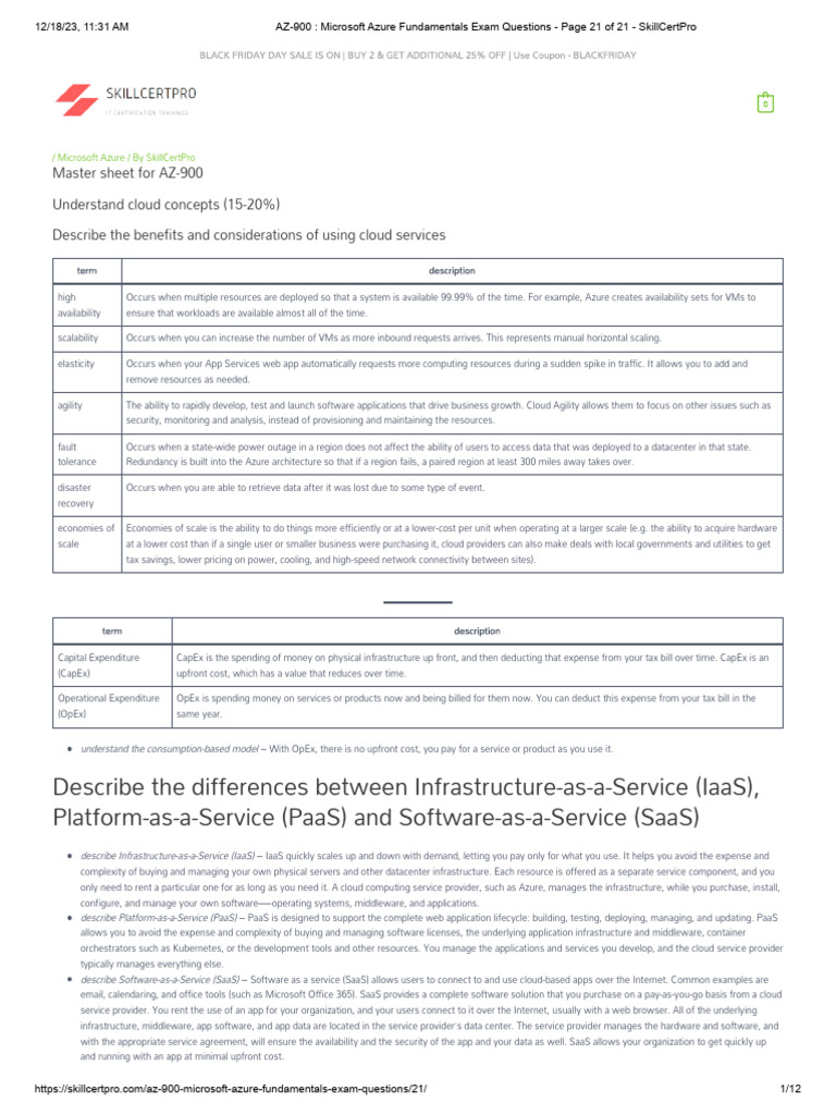AZ-900 - Microsoft Azure Fundamentals Exam Questions | PDF | Cloud Computing | Databases