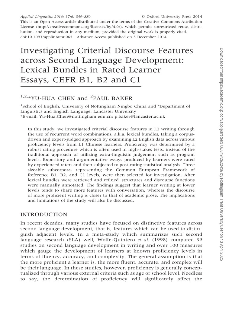 Investigating Criterial Discourse Features Across Second Language ...