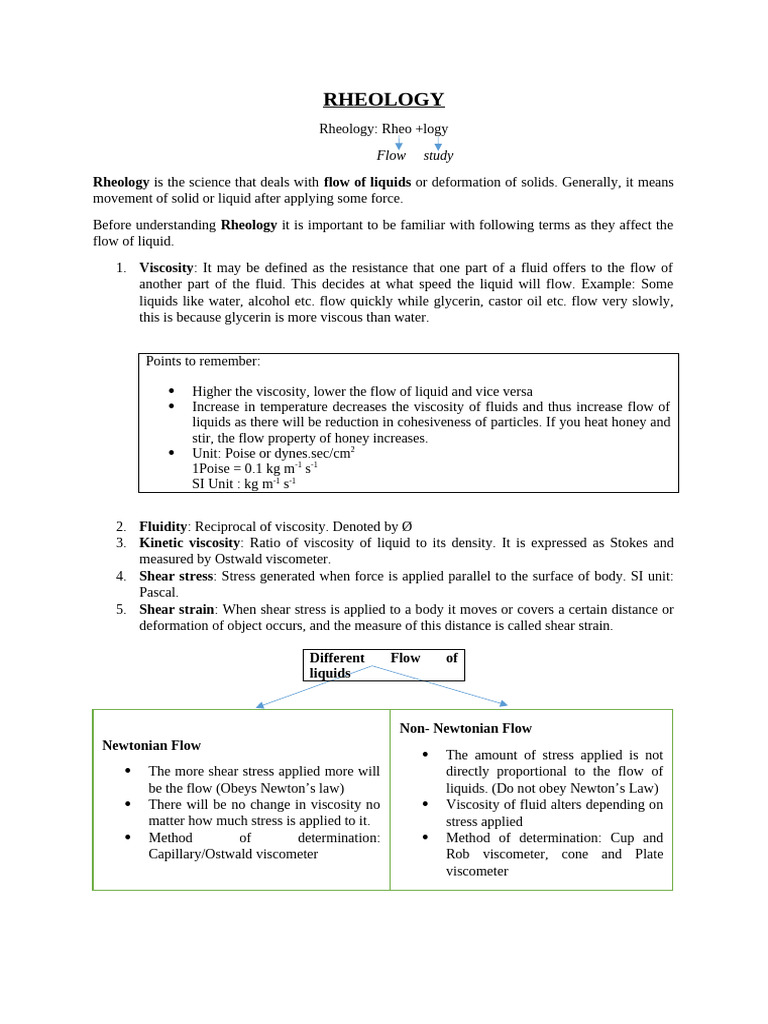 Understanding Rheology and Flow Types | PDF | Viscosity | Shear Stress