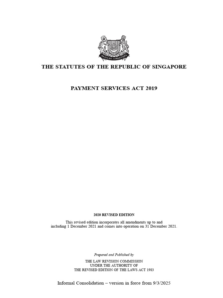 Singapore Payment Services Act 2019 | PDF | License | Payments