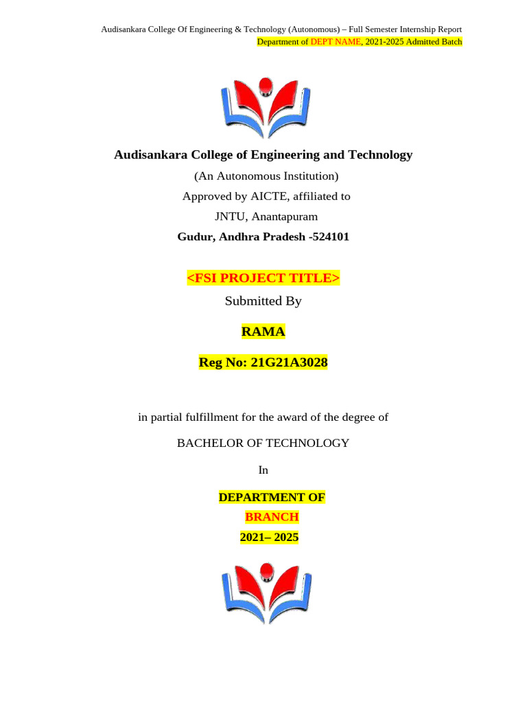 FULL SEMESTER INTERNSHIP TEMPLATE | PDF | Engineering | Knowledge