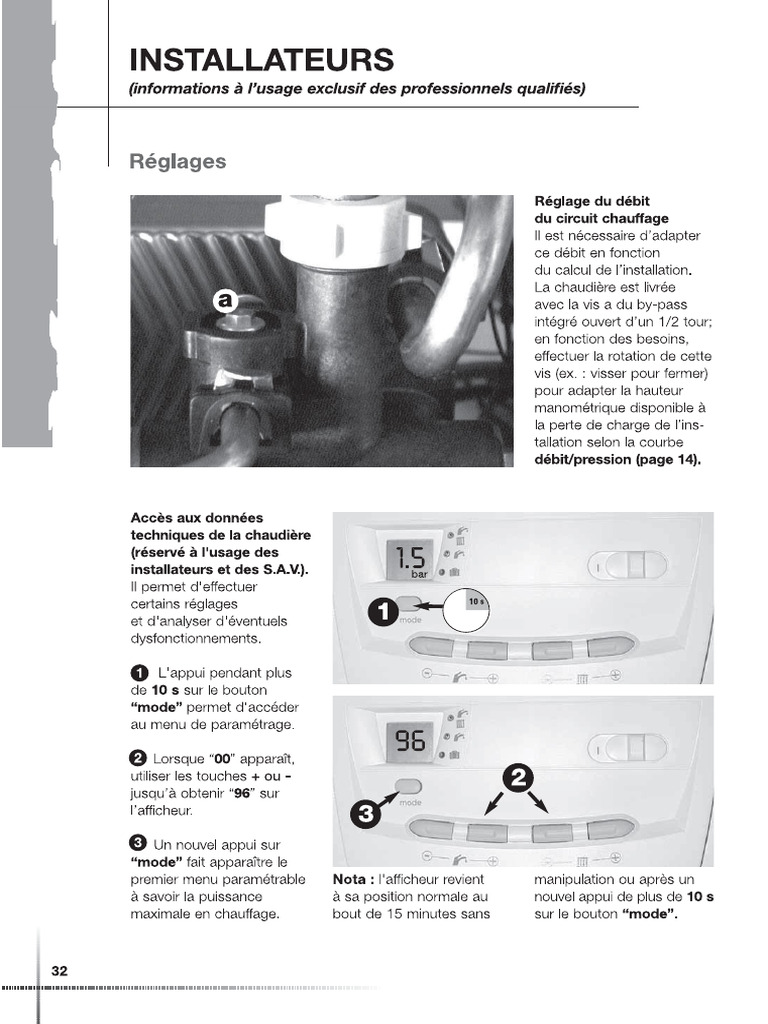 Paramétrages Pompes Et Régul THEMA C 25 E | PDF