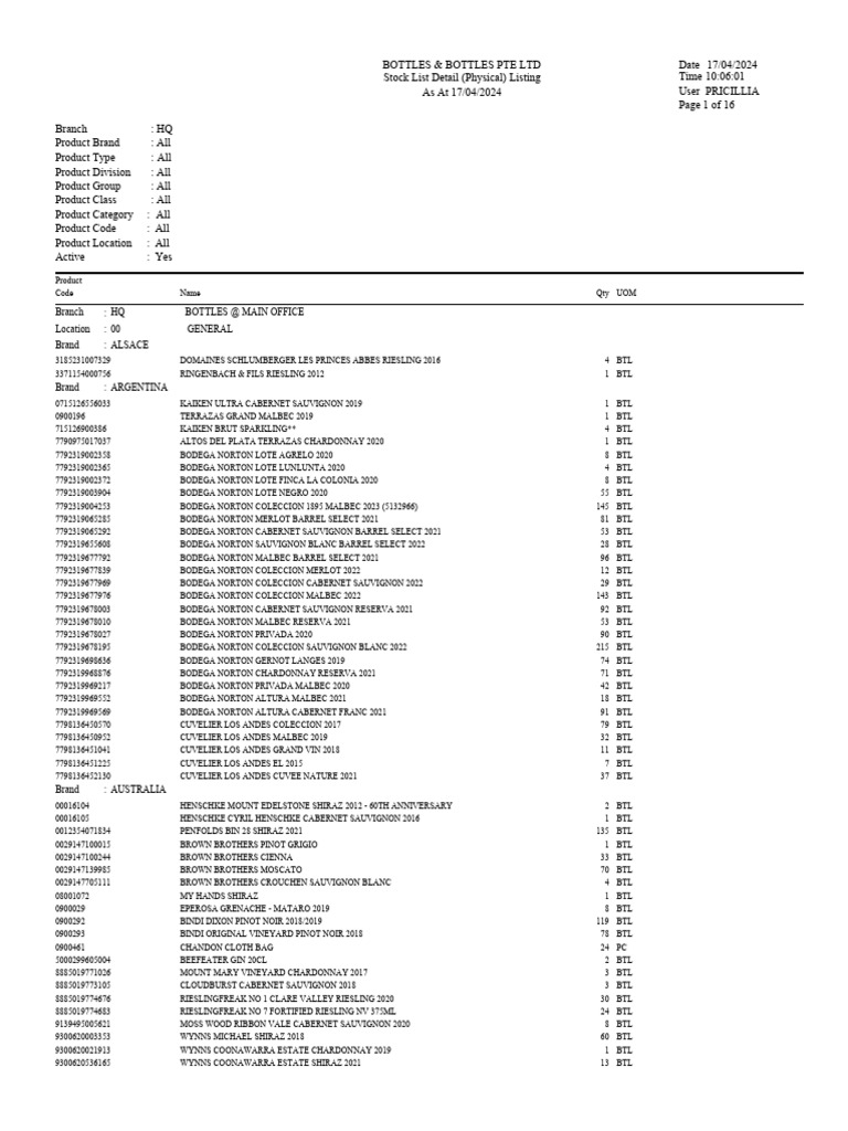 Bottles & Bottles Stock List 2024 | PDF | Champagne | Grape Varieties
