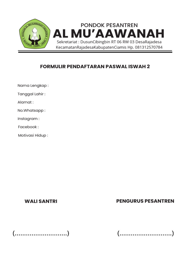 Kuning Abu-Abu Simpel Formulir Pendaftaran Ekstrakurikuler Dokumen (A4 ...
