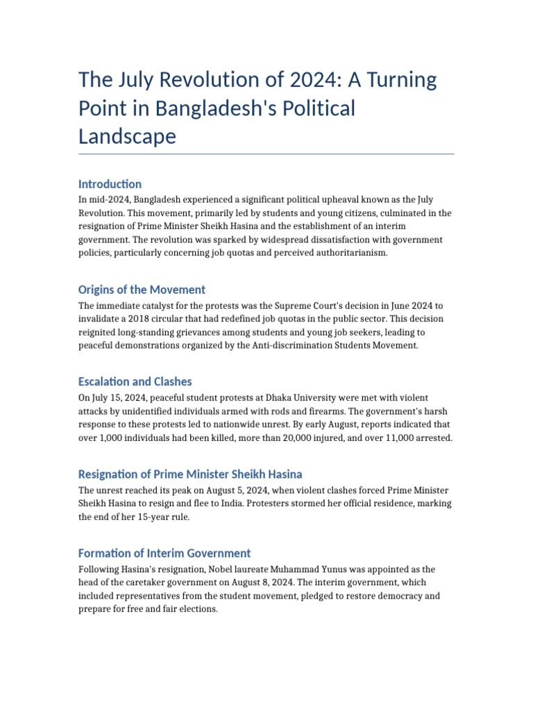 July Revolution Bangladesh 2024 Report | PDF | Social Movements ...