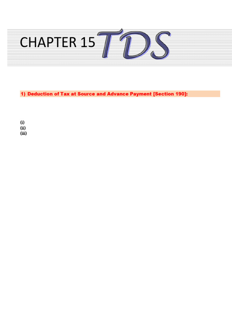 Chapter 15 TDS-TCS 24-25 | PDF | Taxes | Income Tax