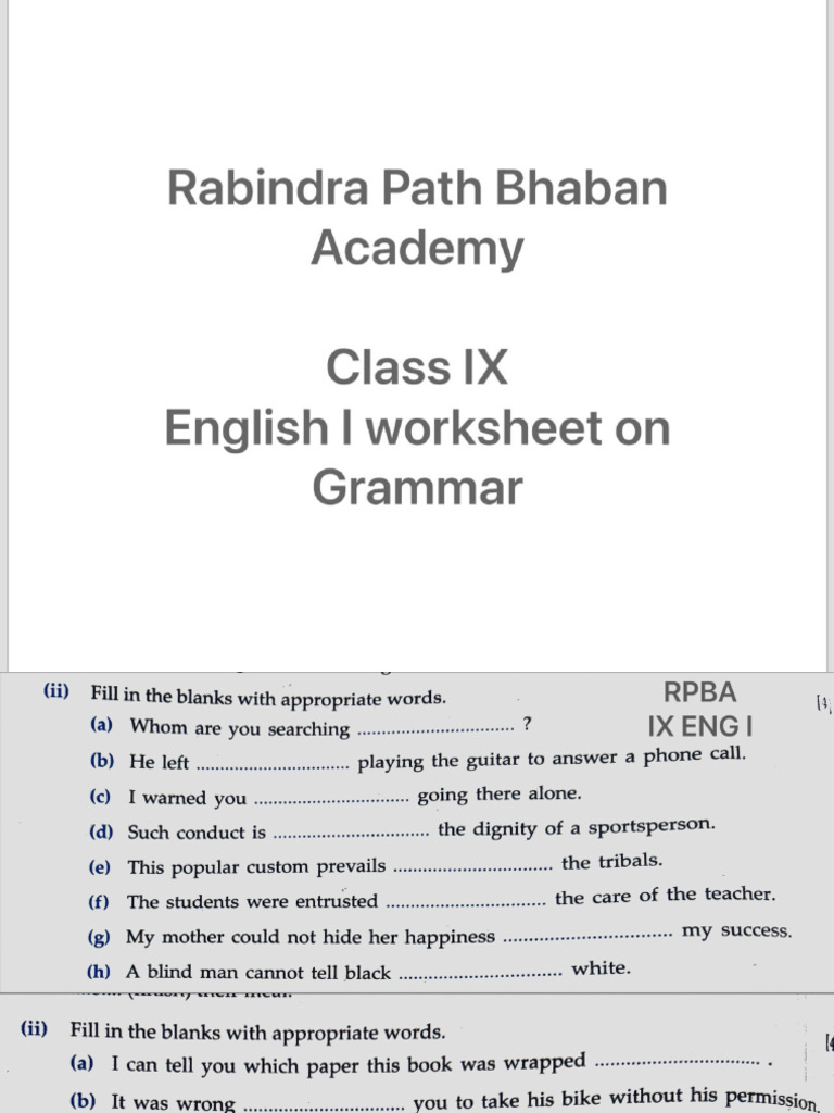 Ix Eng I Worksheet On Grammar | PDF