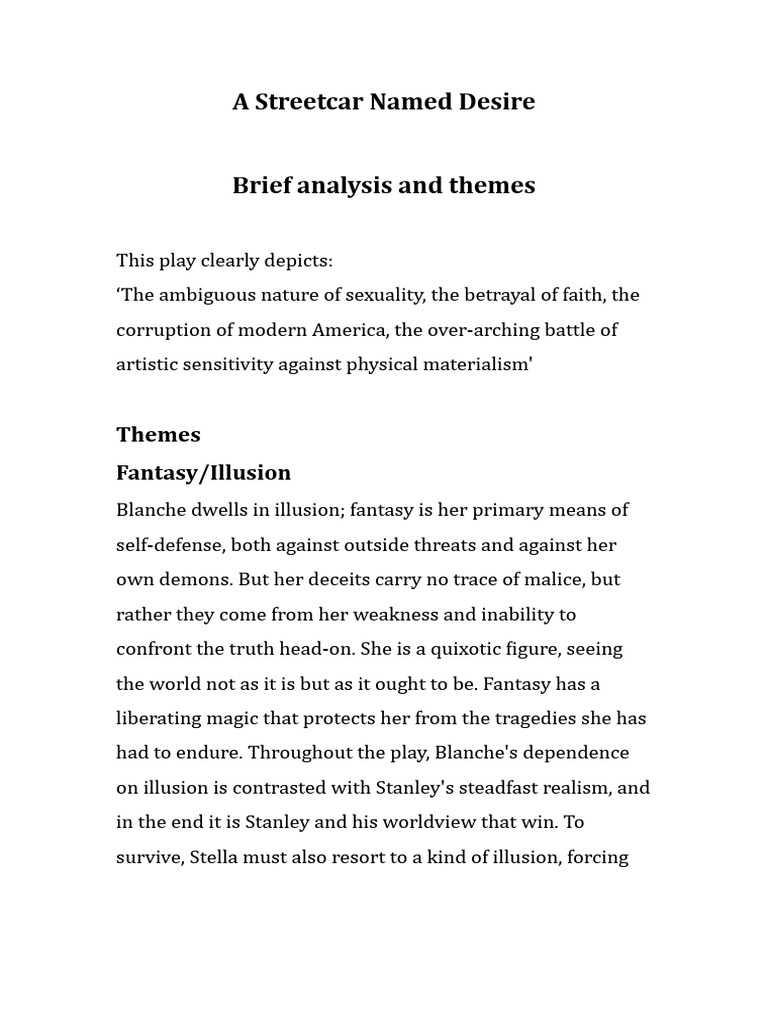 Themes in A Streetcar Named Desire | PDF