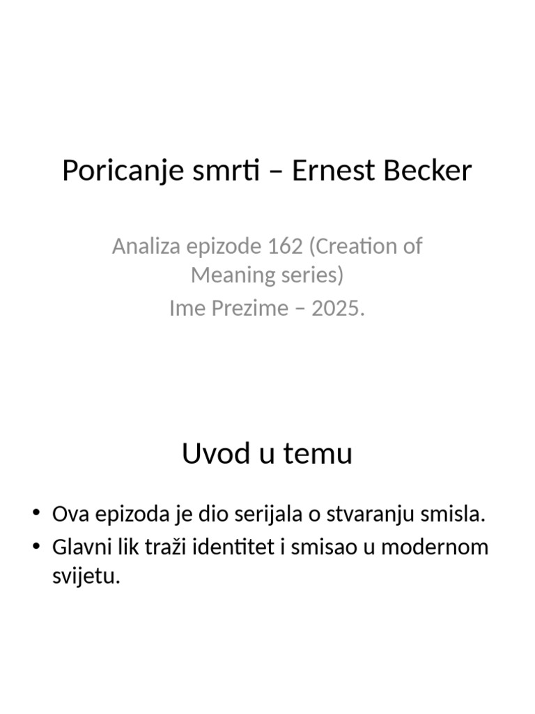 Poricanje Smrti Ernest Becker | PDF