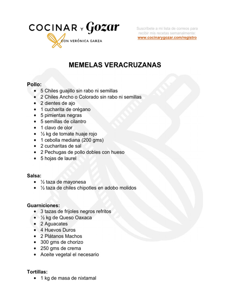 Receta de Memelas Veracruzanas | PDF