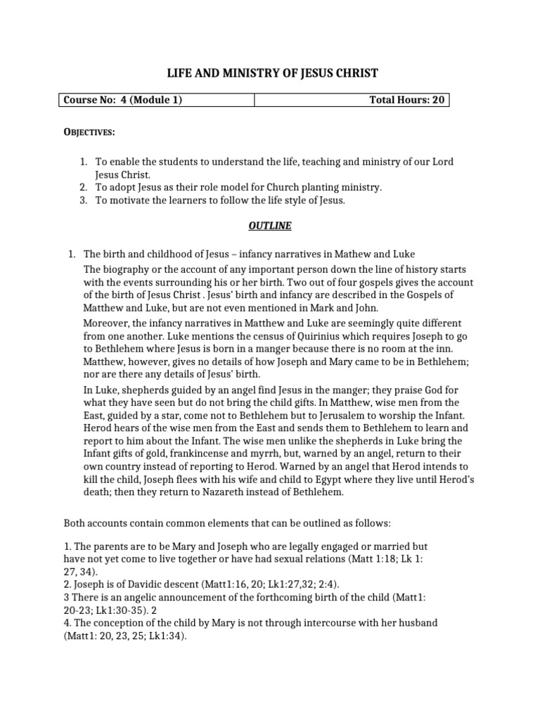Life and Ministry of Jesus Christ Overview | PDF | Jesus | John The Baptist