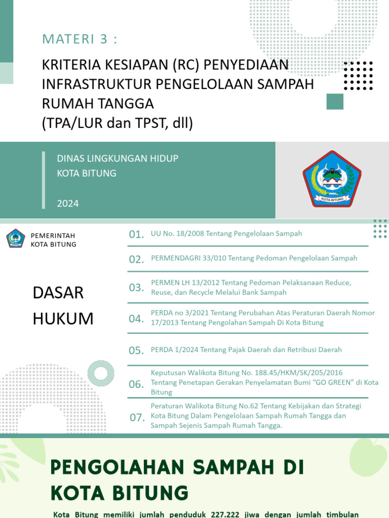 Materi Penyediaan infrastruksi pengolahan sampah | PDF
