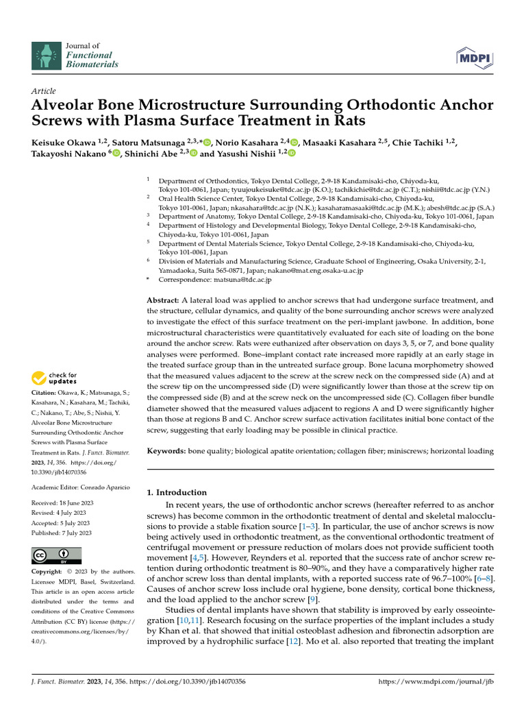 Alveolar Bone Microstructure Surrounding Orthodontic Anchor Screws With ...