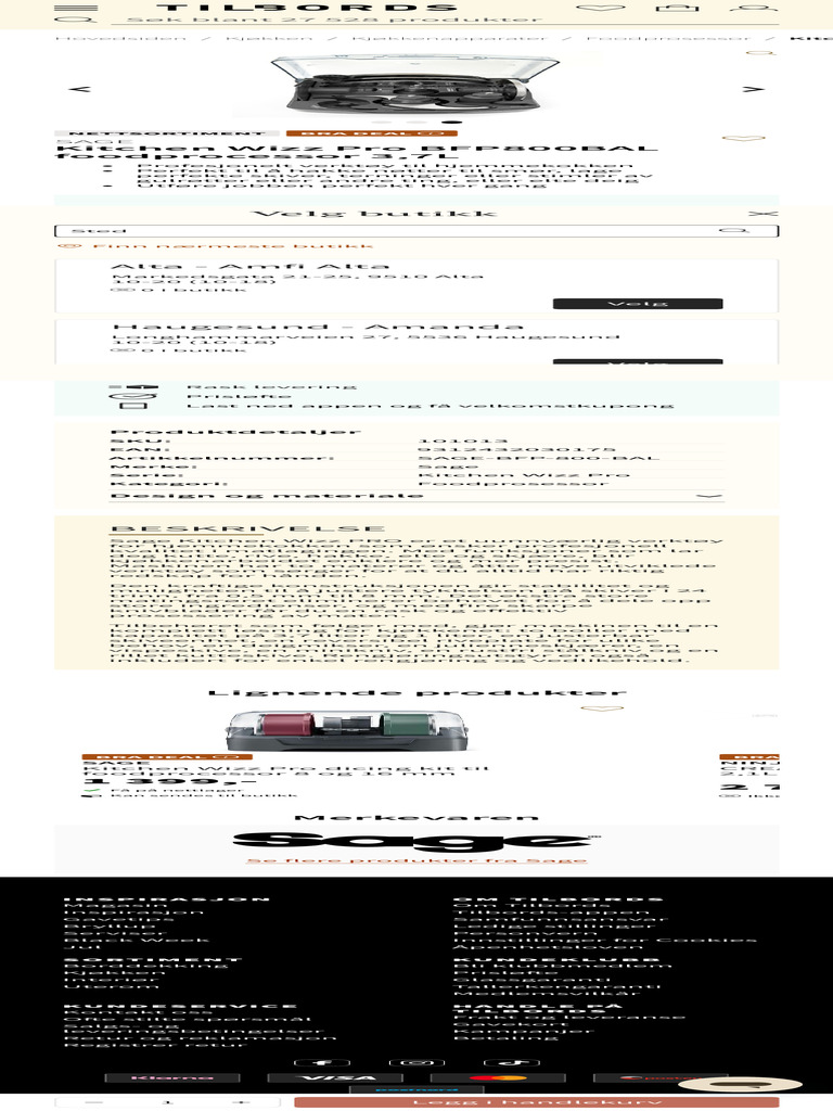 Sage, Kitchen Wizz Pro BFP800BAL Foodprocessor 3,7L - Tilbords.no 2 | PDF